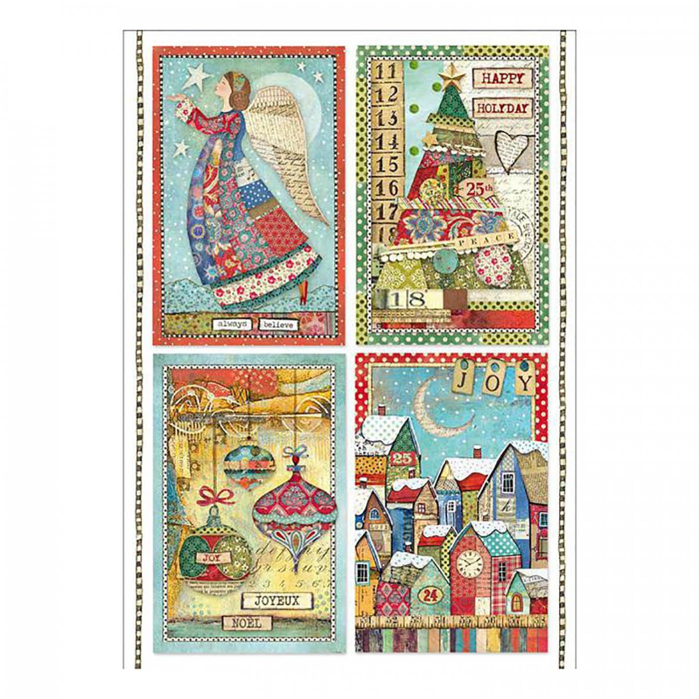 Ryžový papier, A4, Patchwork postcards | Pentart | Čarovné farby