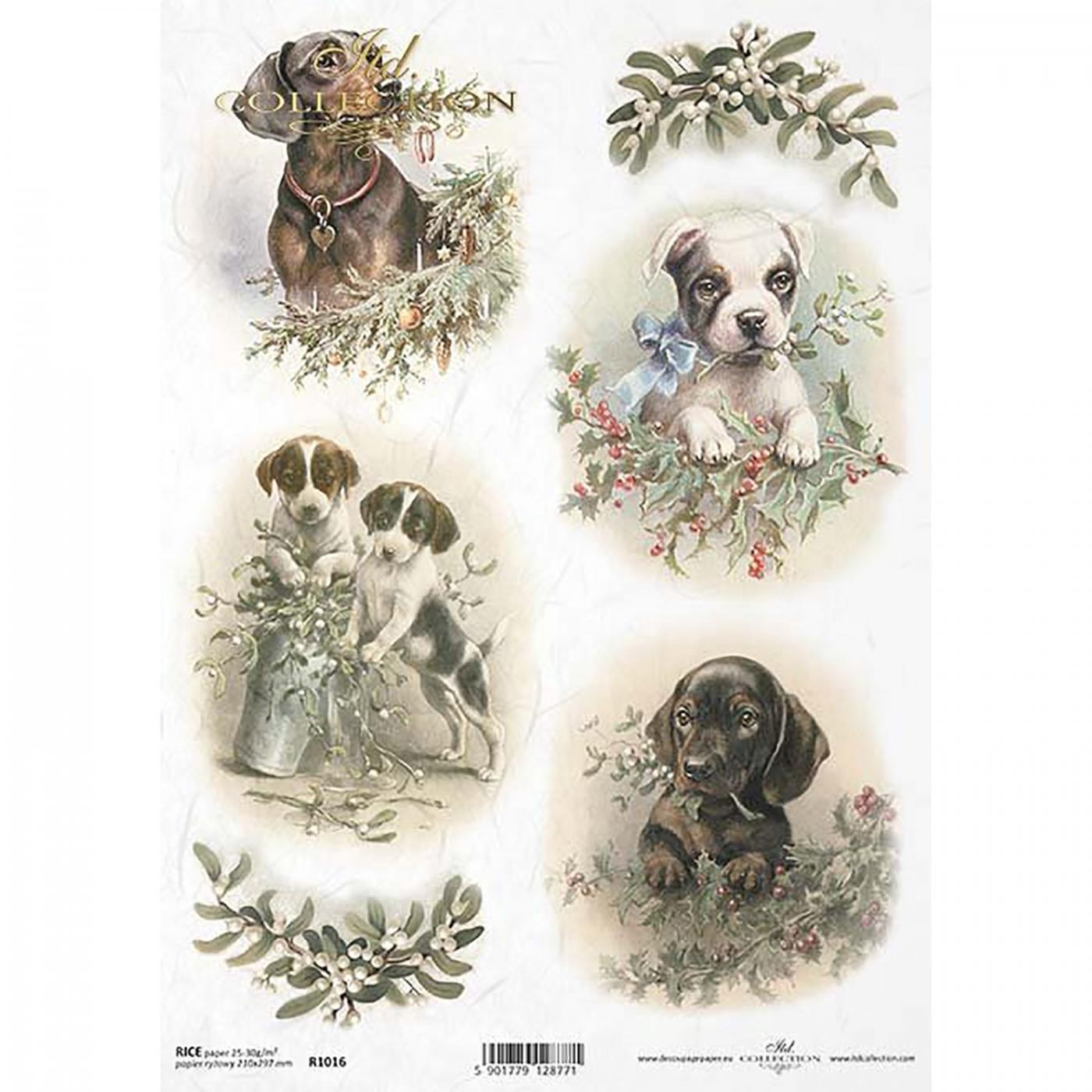 Ryžový papier na decoupage, A4, obrázky psíkov | Čarovné farby